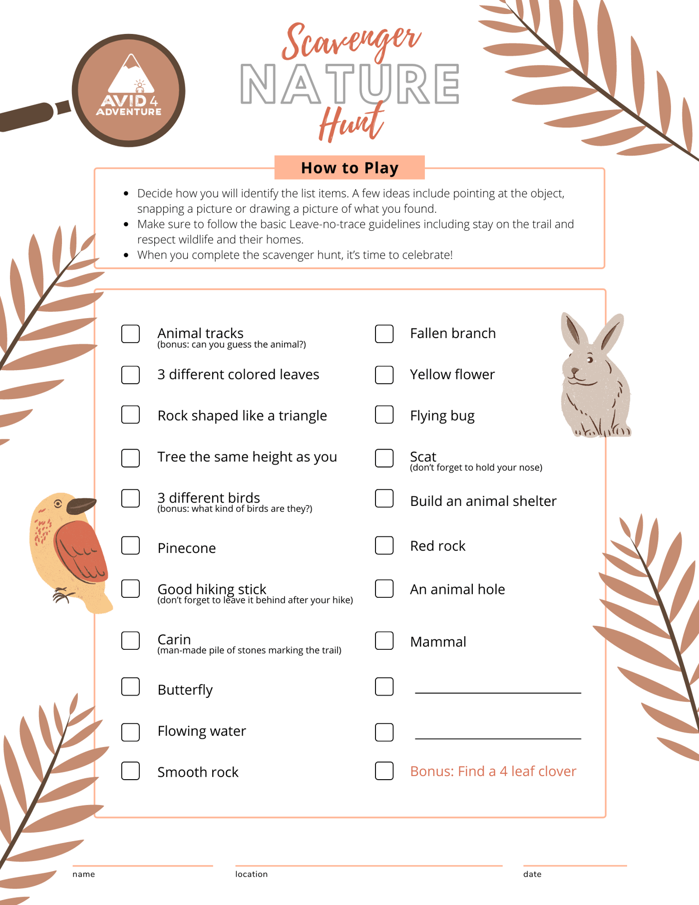 Nature Scavenger Hunt (With Free Printable)